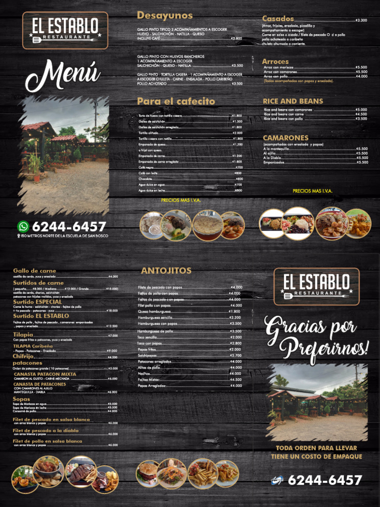 Menú El Establo | PDF | Mariscos | Cocina norteamericana