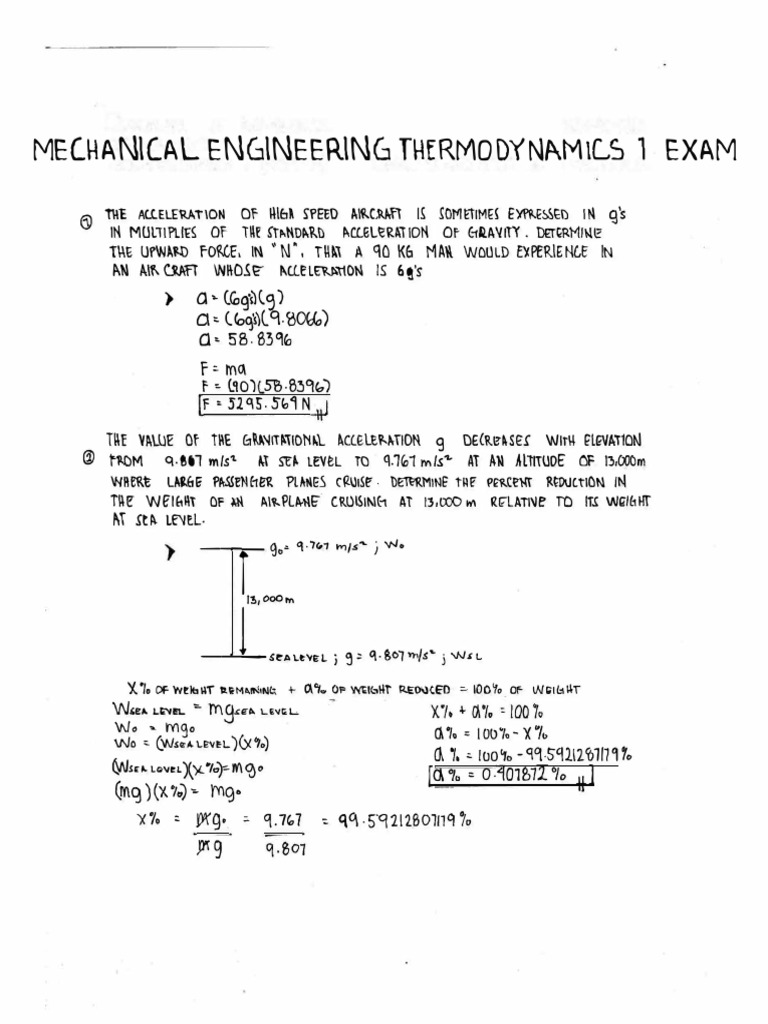 Thermodynamics Past Exam | PDF | Science & Mathematics | Technology & Engineering