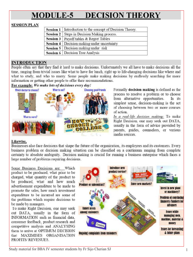 Decision Theory (Study Material 2.3) | PDF