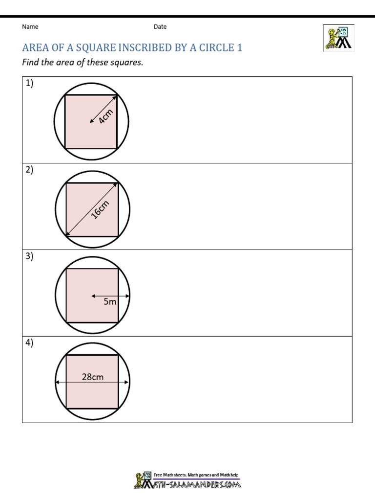 Area of Square Inscribed by Circle 1 | PDF