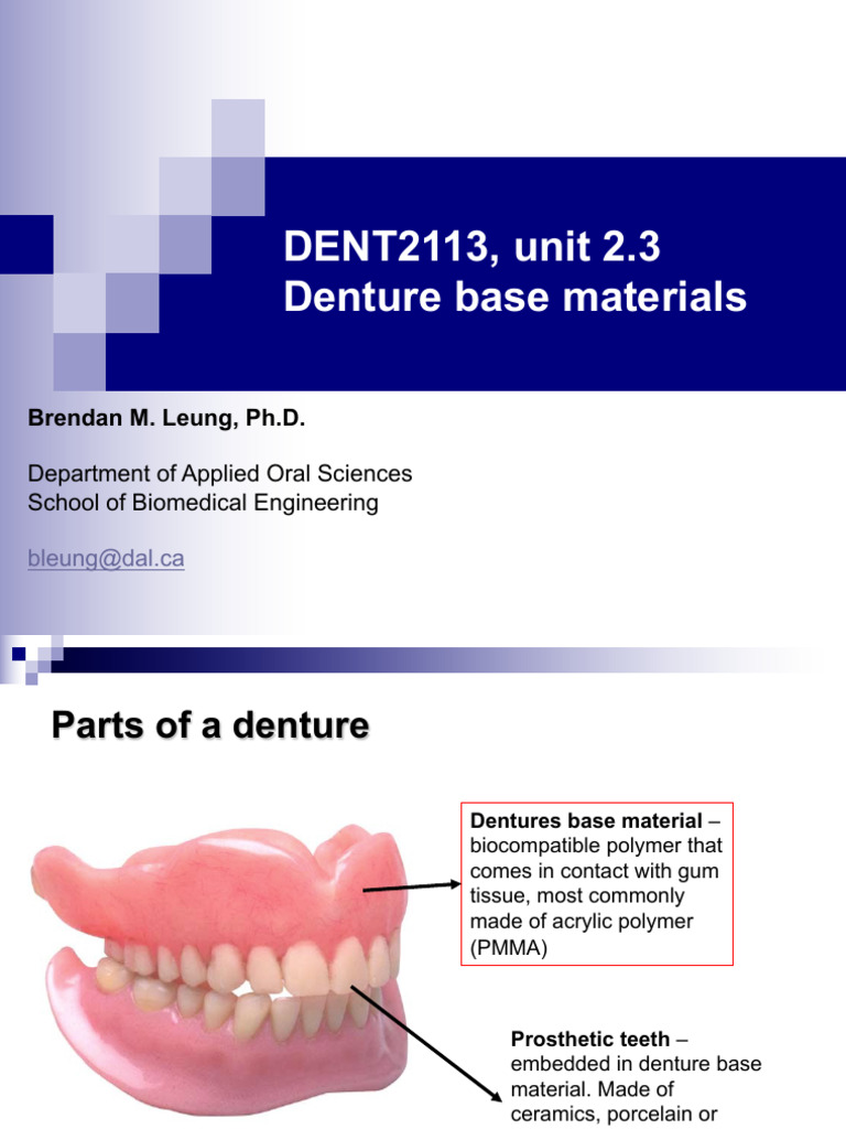 2 - Denture Materials PMMA | PDF | Poly(Methyl Methacrylate) | Dentures