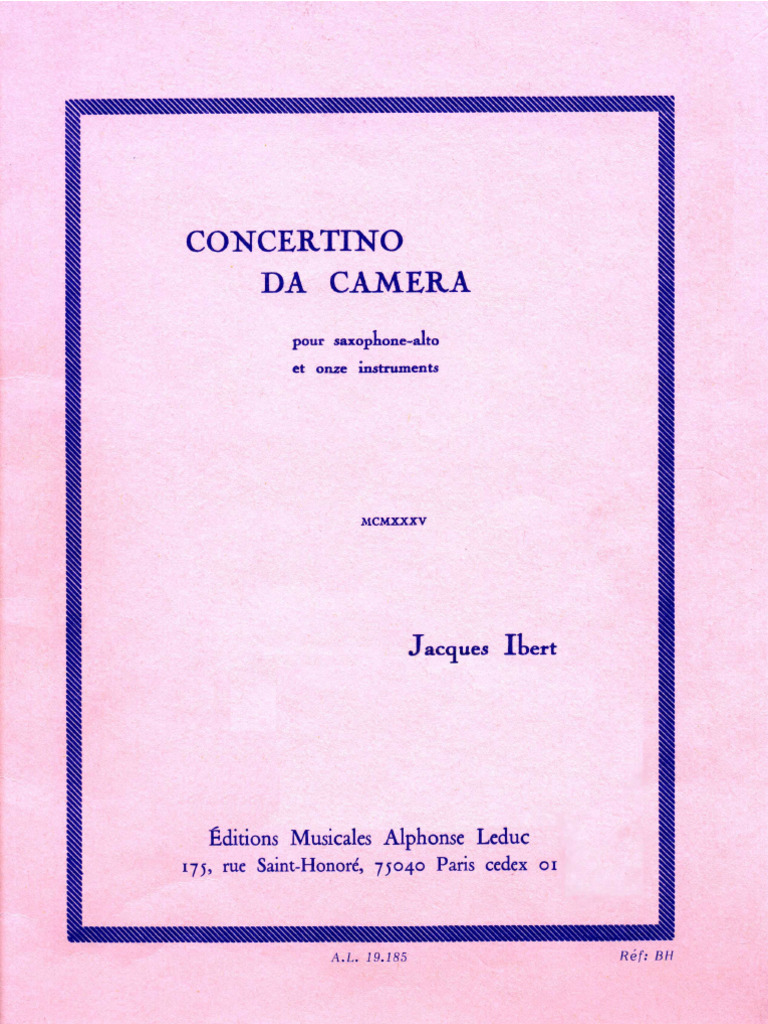 Ibert Concertino de Camera | PDF