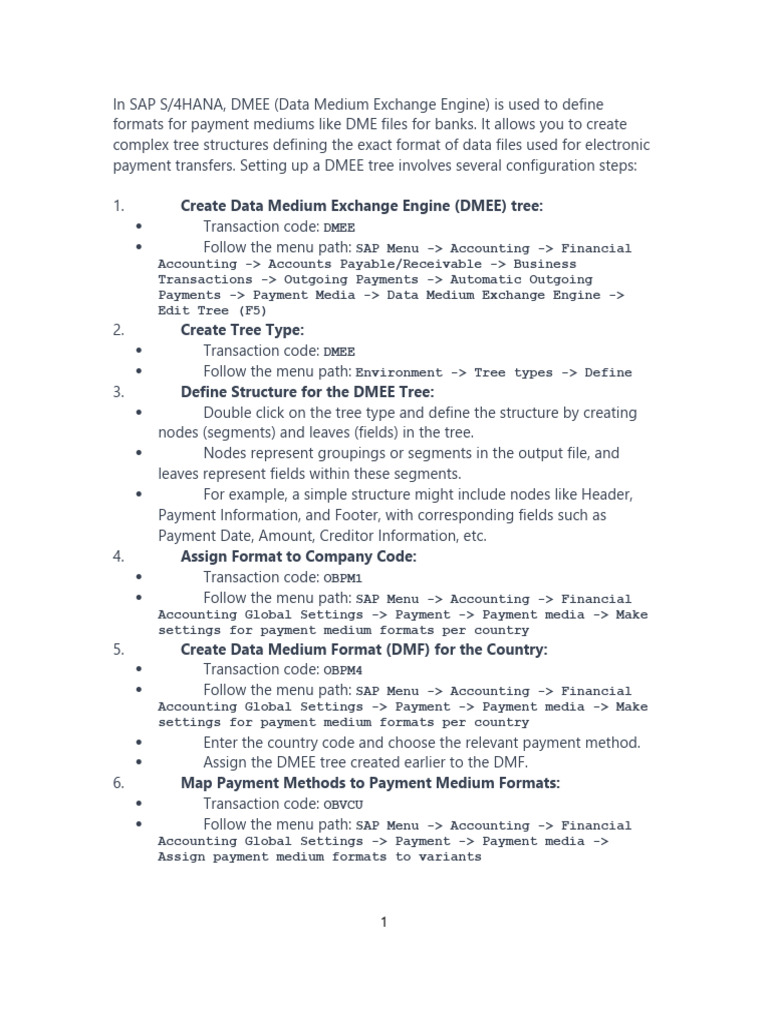 Configuration Steps of DMEE Tree Setup in S4 HANA | PDF | Finance & Money Management