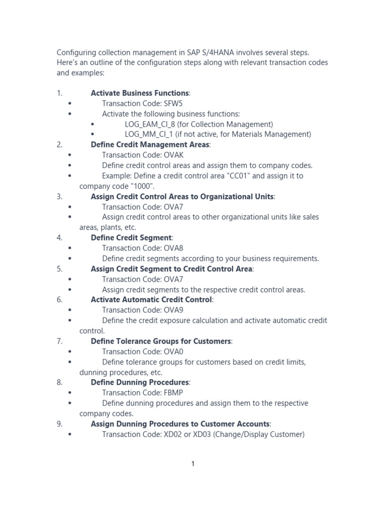 Configuration Steps of Collection Management Setup in S4 HANA | PDF | Information Technology ...