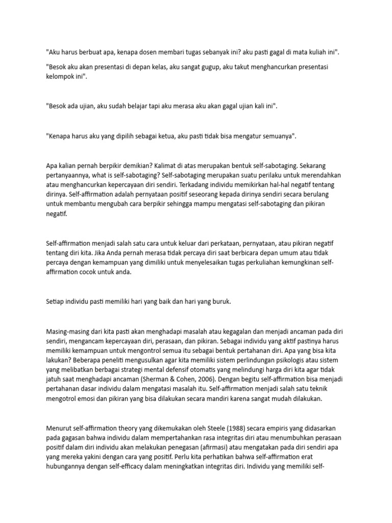 Self Afirmasi | PDF