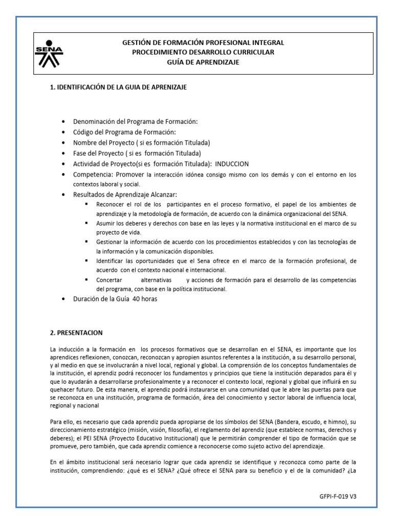 GFPI-F-019 - Formato - Guia - de - Aprendizaje INDUCCION 2018 | PDF | Aprendizaje | Iniciativa ...