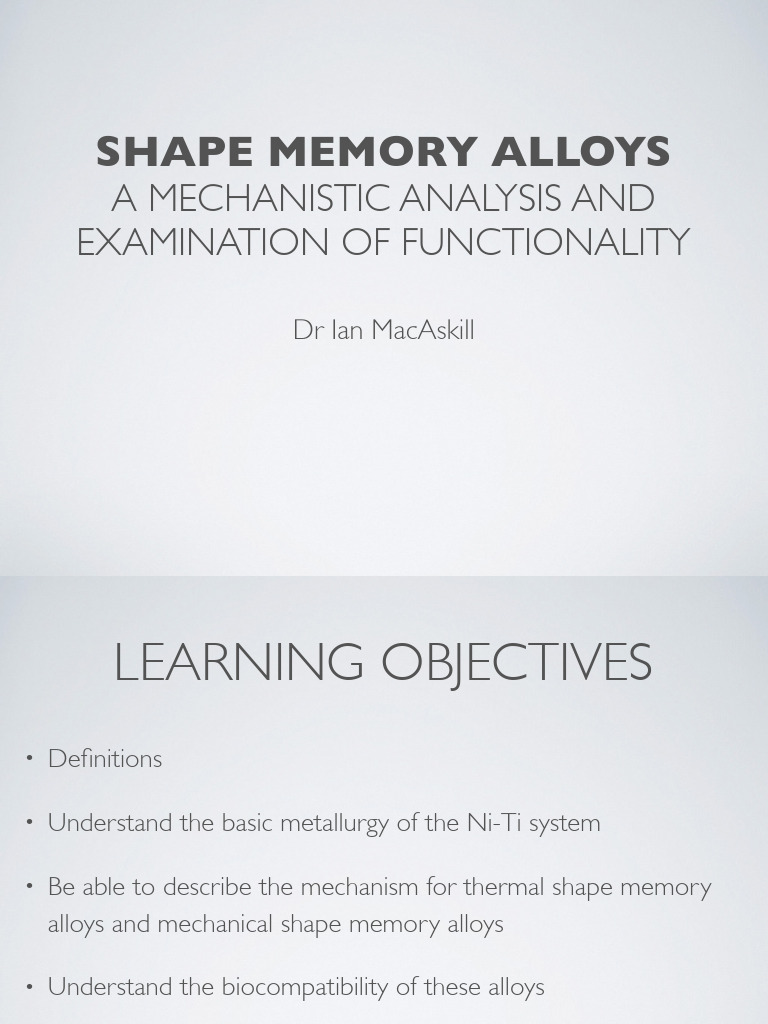 Shape Memory Alloys: Mechanisms & Dental Uses | PDF | Shape Memory ...