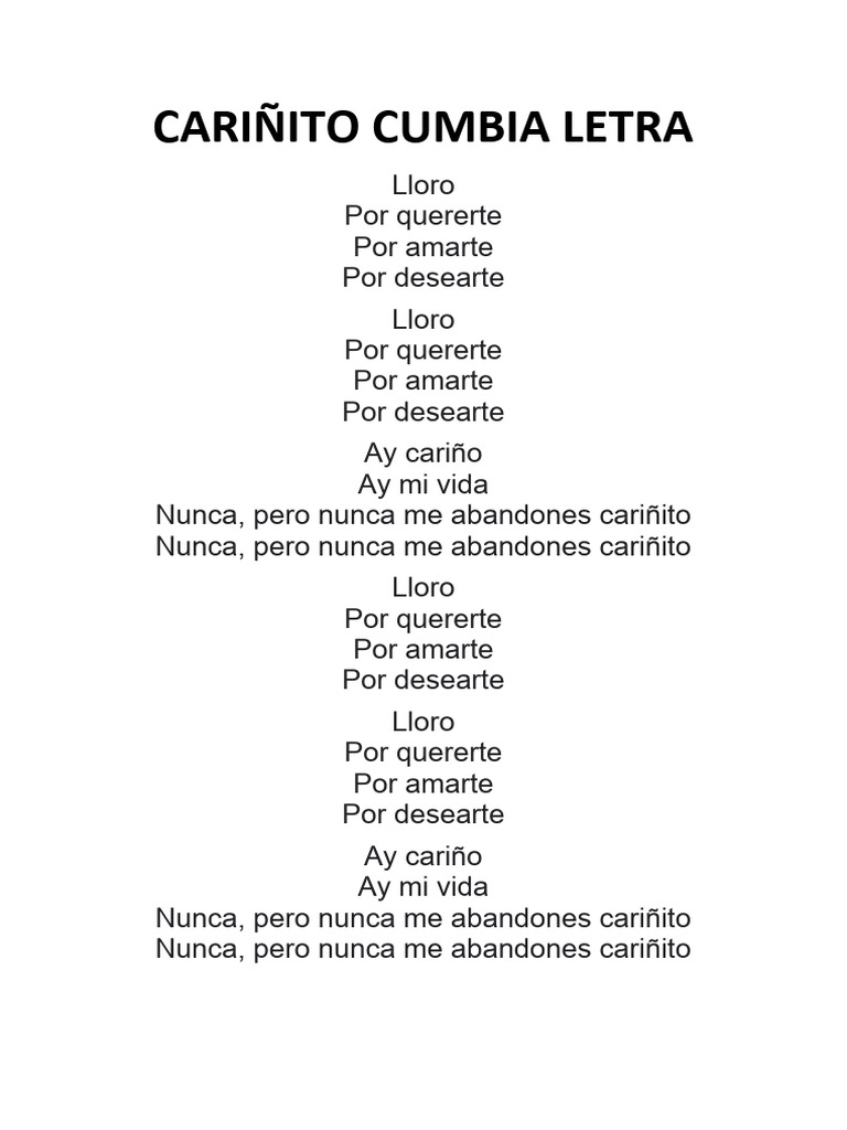 Cariñito Cumbia Letra | PDF | Arte