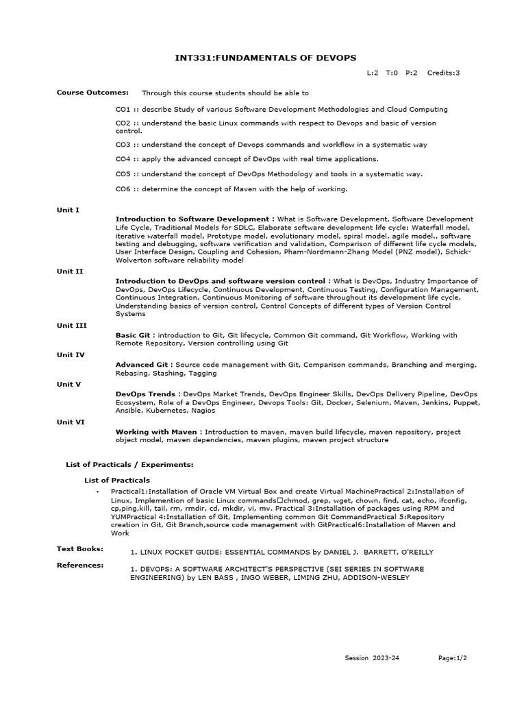 frmCourseSyllabusIPDownload (12) | PDF | Software Development Process | Version Control