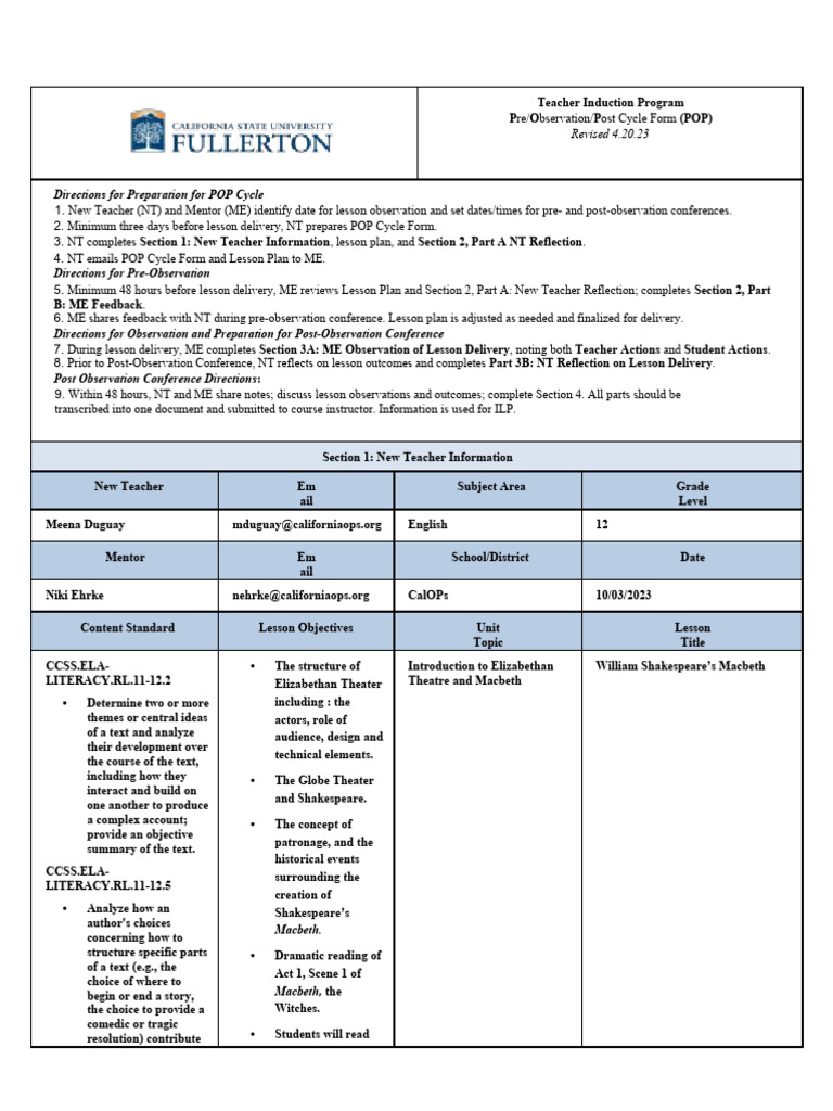 pop cycle template filled complete | PDF | Learning | Educational ...