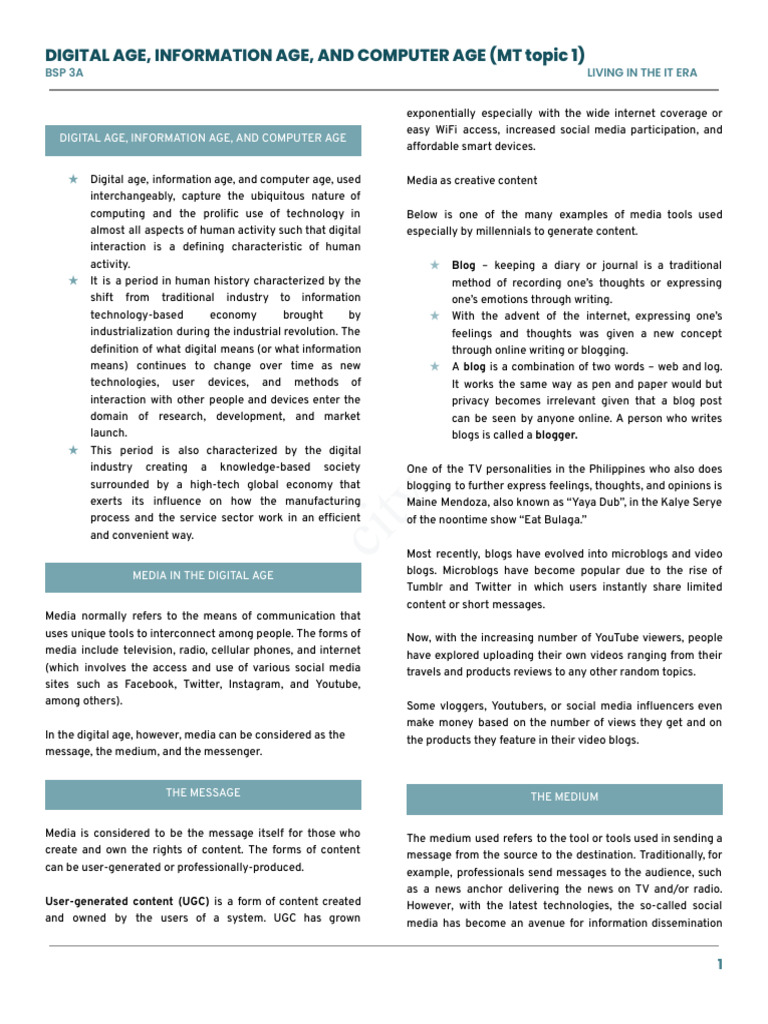 Living in The It Era: Digital Age, Information Age, and Computer Age ...