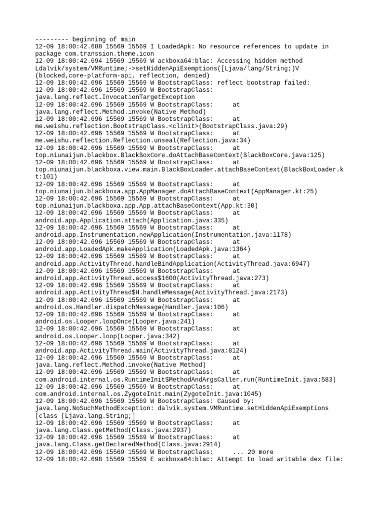Top - Niunaijun.blackboxa64 Logcat | PDF | Java (Programming Language) | Android (Operating System)