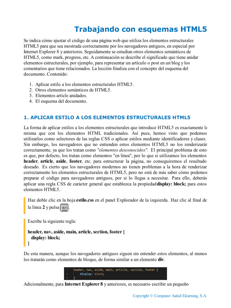 Trabajando Con Esquemas HTML5 | PDF | HTML | Página web
