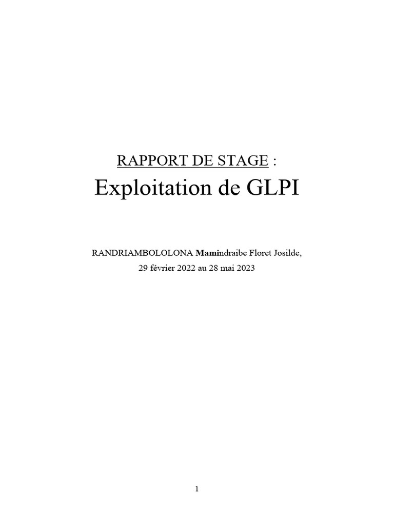 Rapport de Stage GLPI - Copie | PDF | PHP | Internet