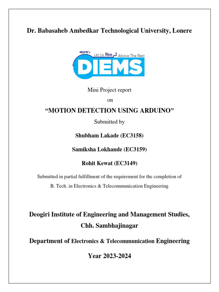 Motion Dectector | PDF | Arduino | Internet Of Things
