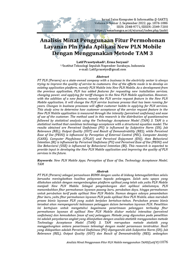 Analisis Minat Penggunaan Fitur Permohonan Layanan PLN Pada Aplikasi ...
