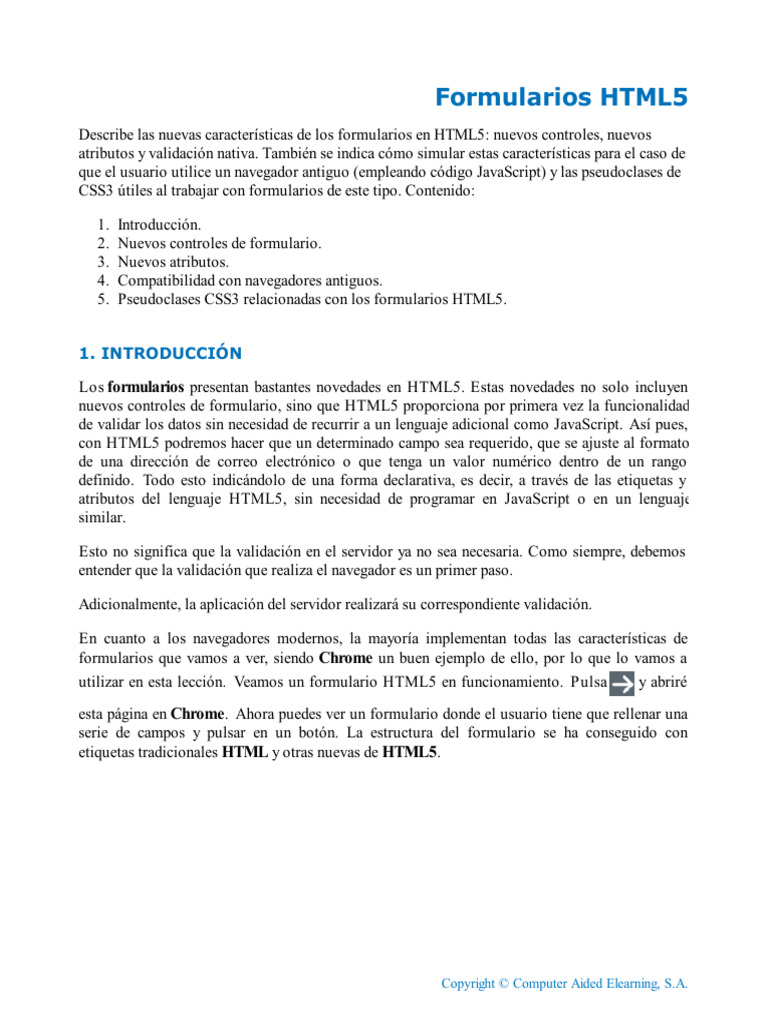 Formularios HTML5 | PDF | Script Java | Lenguaje de programación