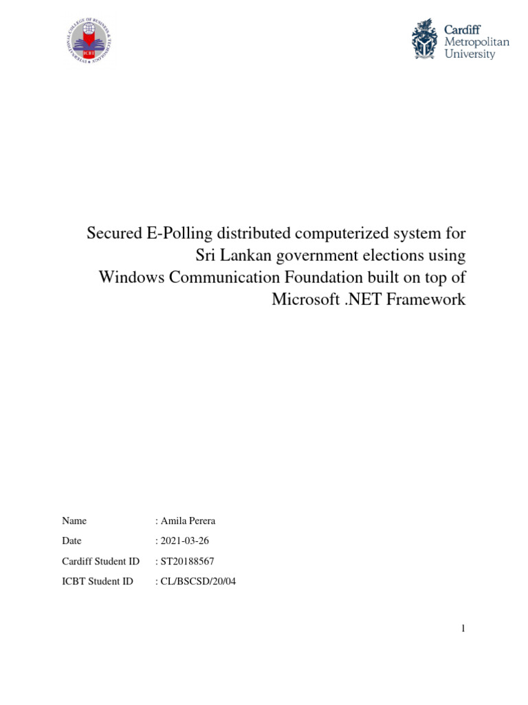 Cl-bscsd-20-04 St20188567 Amila Perera | PDF | Electronic Voting | Voting