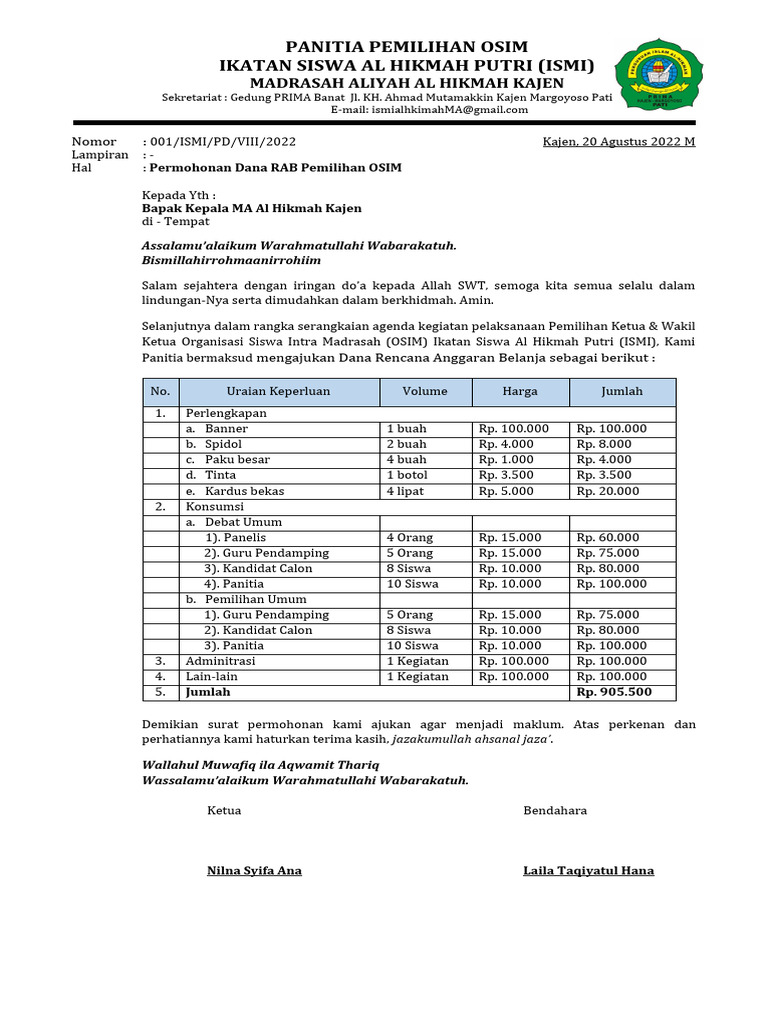 Surat Permohonan Rab | PDF