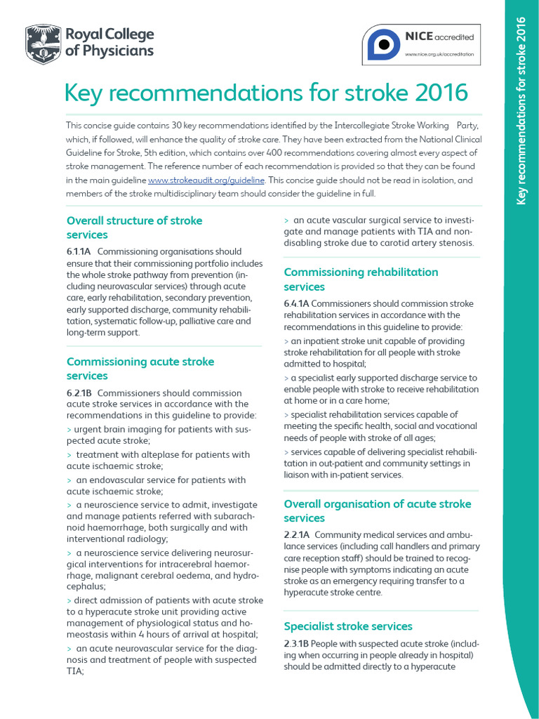 11 Key Recommendations | Download Free PDF | Stroke | Thrombosis