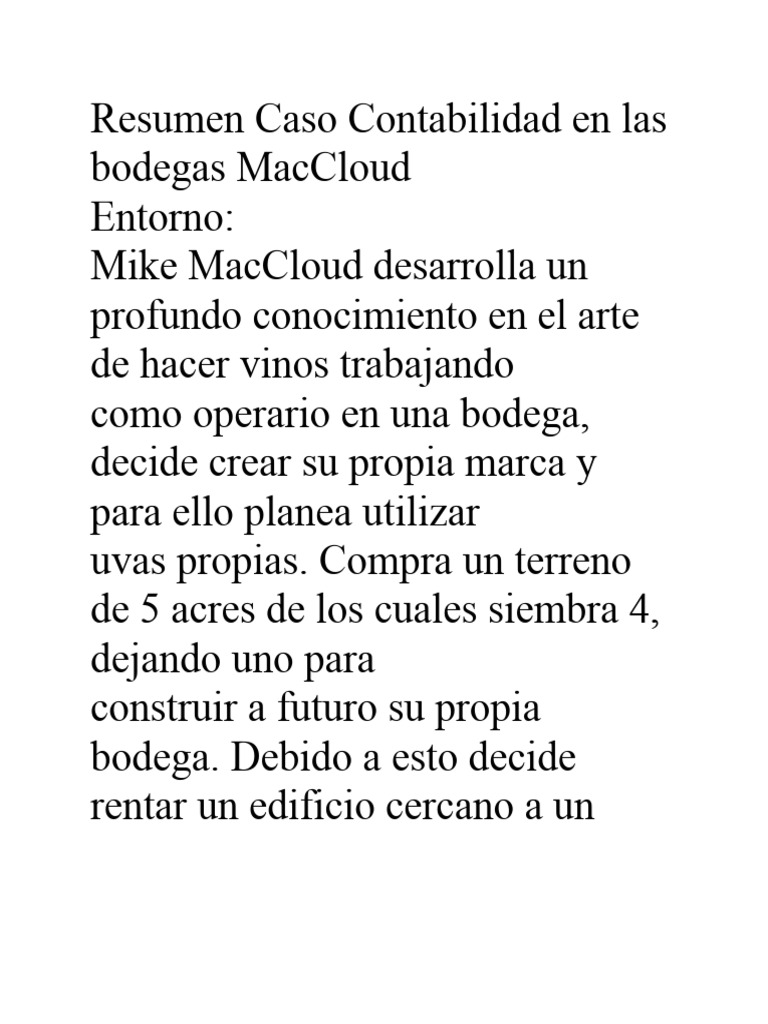 Contabilidad en Bodegas MacCloud | PDF | Inversiones | Economias
