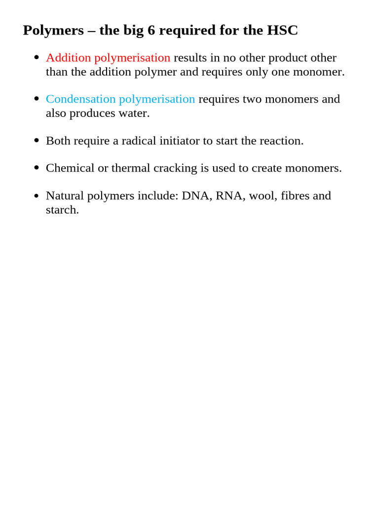 Chemistry Polymers Notes | PDF | Thermoplastic | Polyethylene
