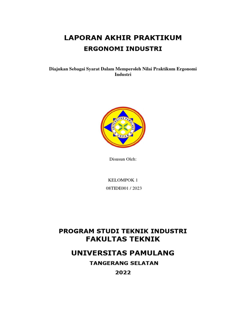 LAPORAN PRAKTIKUM ERGONOMI INDUSTRI KELOMPOK 1.1 (1) | PDF