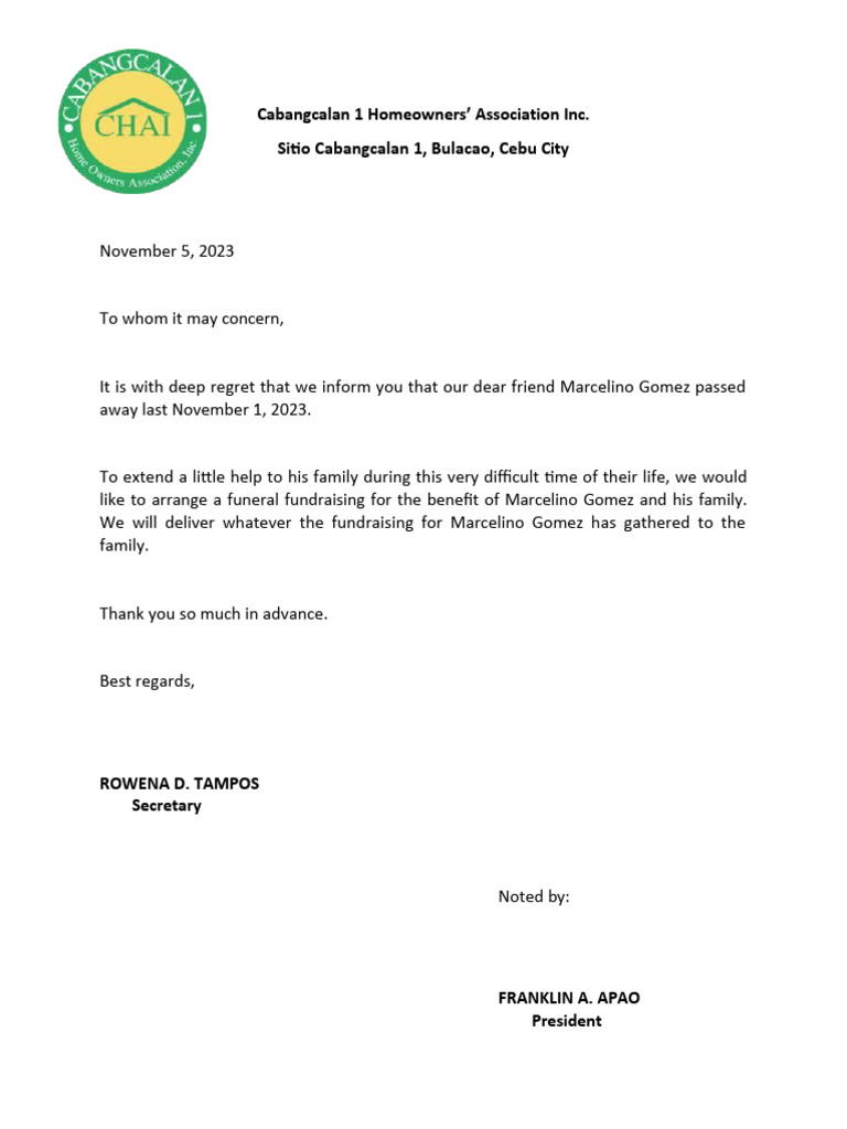 Solicitiation Letter (Death) | PDF