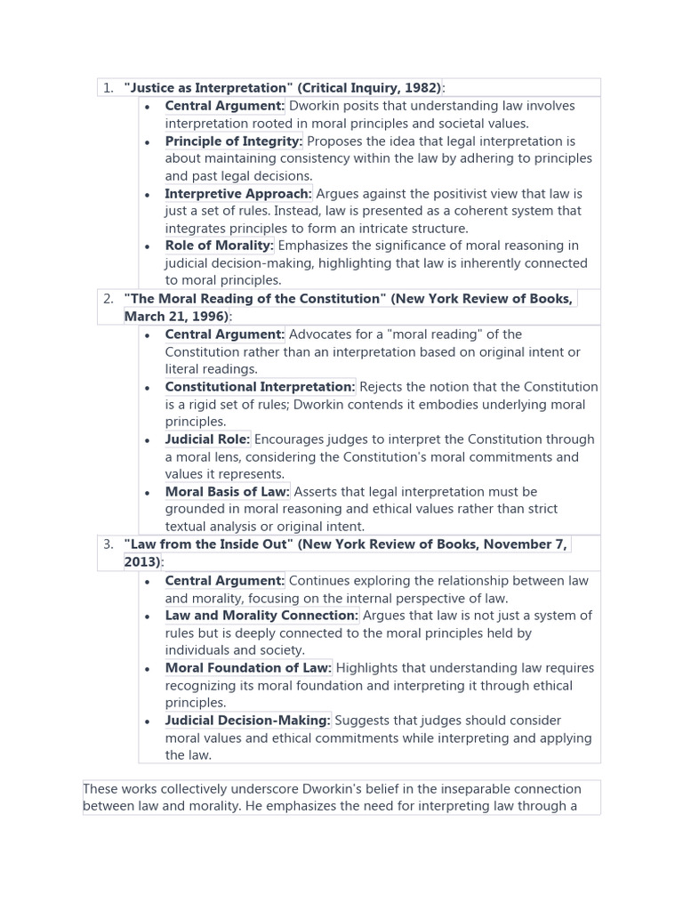 Dworkin - On Law and Interpretation Notes | PDF | Morality | Justice