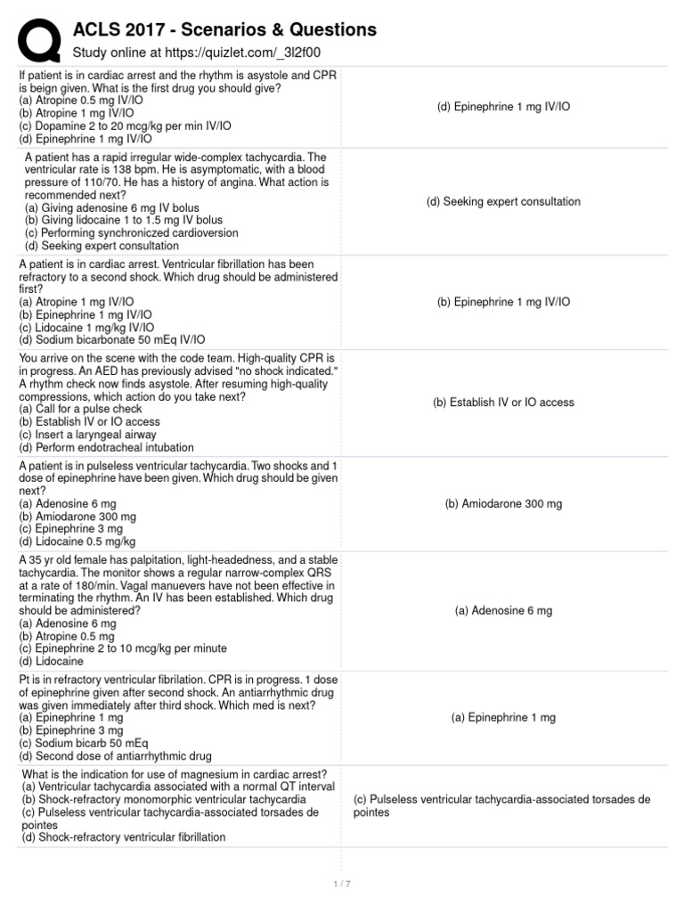 ACLS Quizlet | Download Free PDF | Cardiopulmonary Resuscitation ...