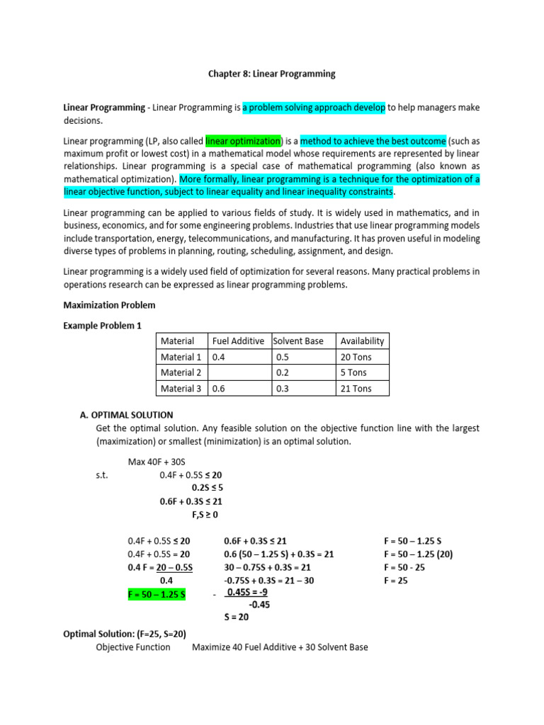 Reviewer | PDF | Linear Programming | Mathematical Optimization