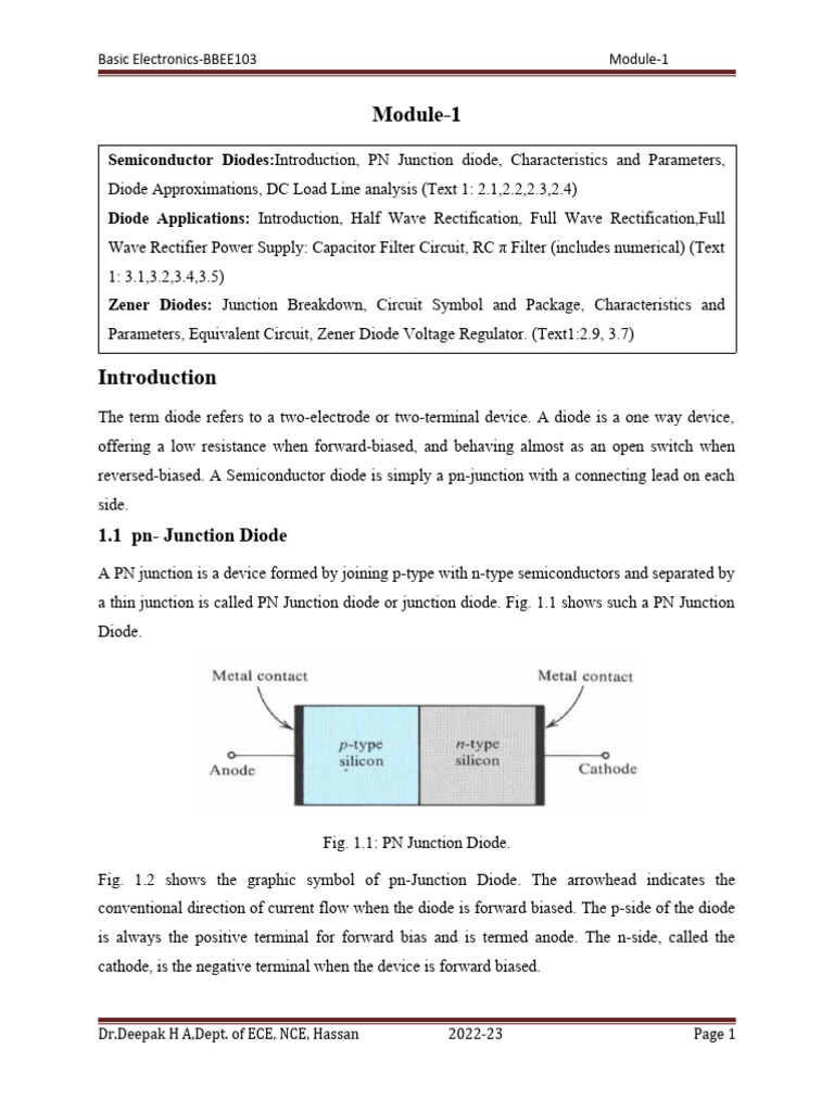 Module 1 | PDF | Rectifier | P–N Junction