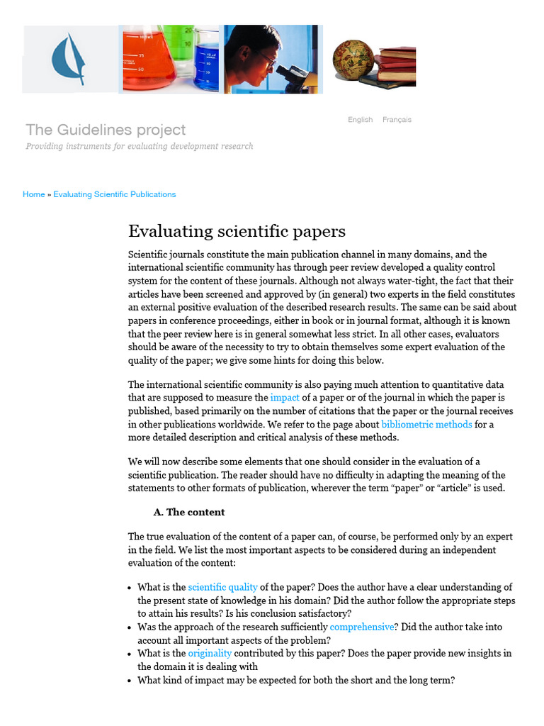 Evaluating Scientific Papers - The Guidelines Project | PDF | Open Access | Academic Journal