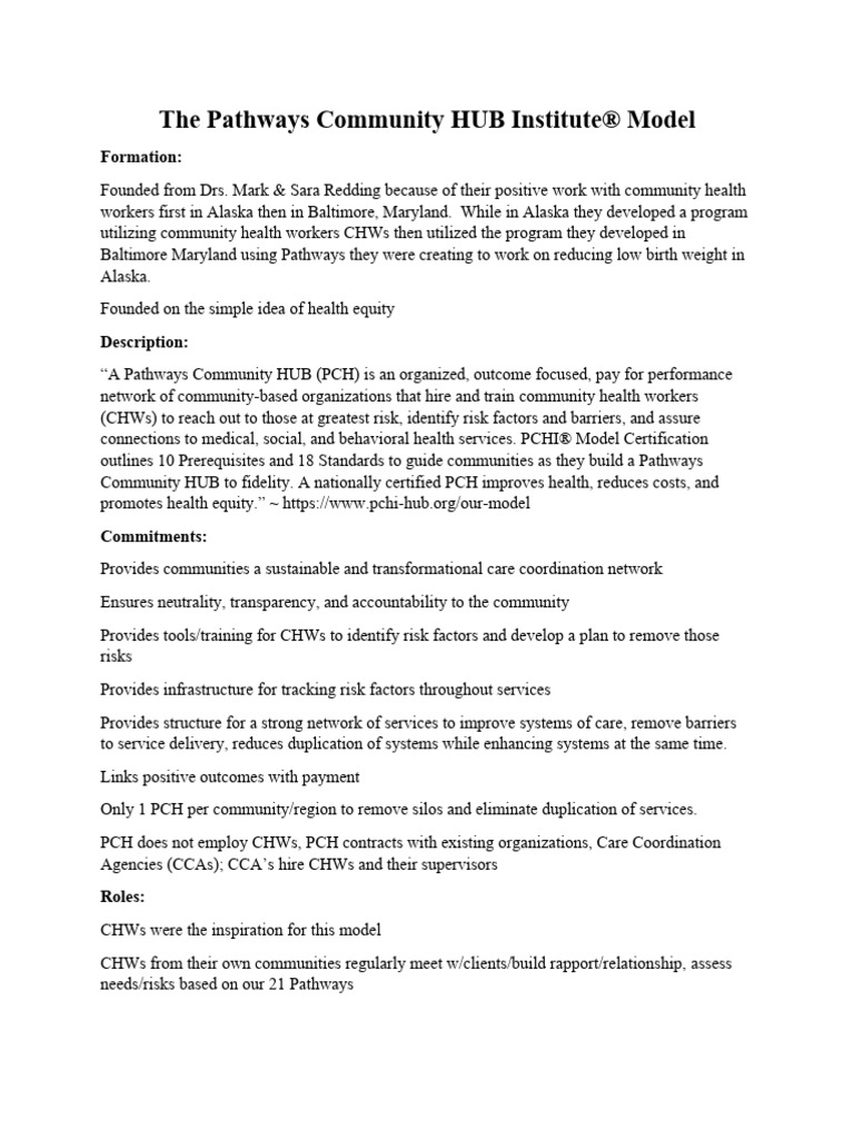 The Pathways Community HUB Institute® Model: Formation | PDF | Risk ...