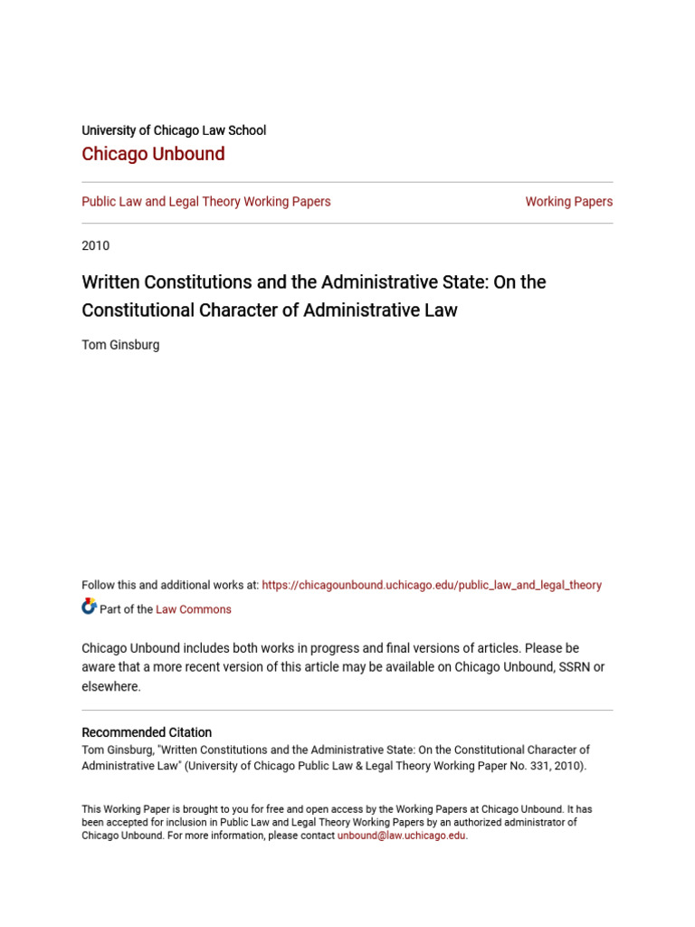 Written Constitutions and the Administrative State_ On the Consti | PDF ... Written Constitutions and the Administrative State_ On the Consti | PDF ...
