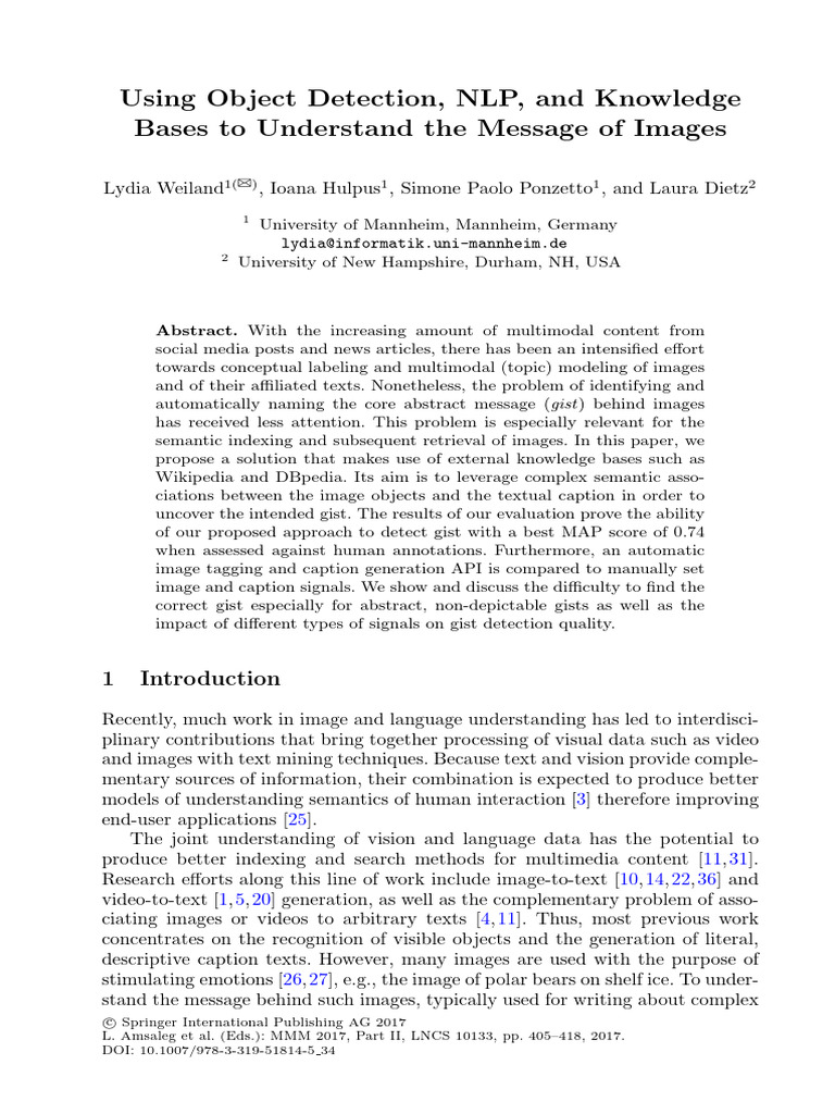 Using Objectdetection Nlp And Message Of Images Pdf Concept Annotation