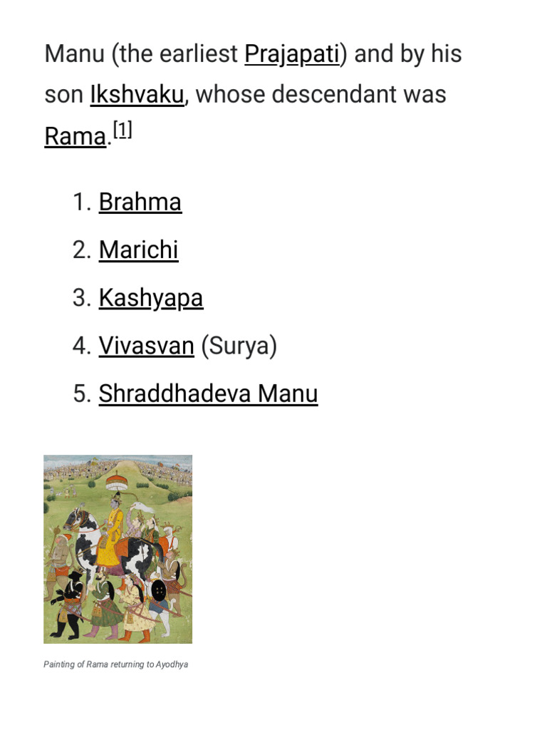 Ancestors of Rama - Wikipedia | PDF | 1st Millennium Bc Books | Ramayana