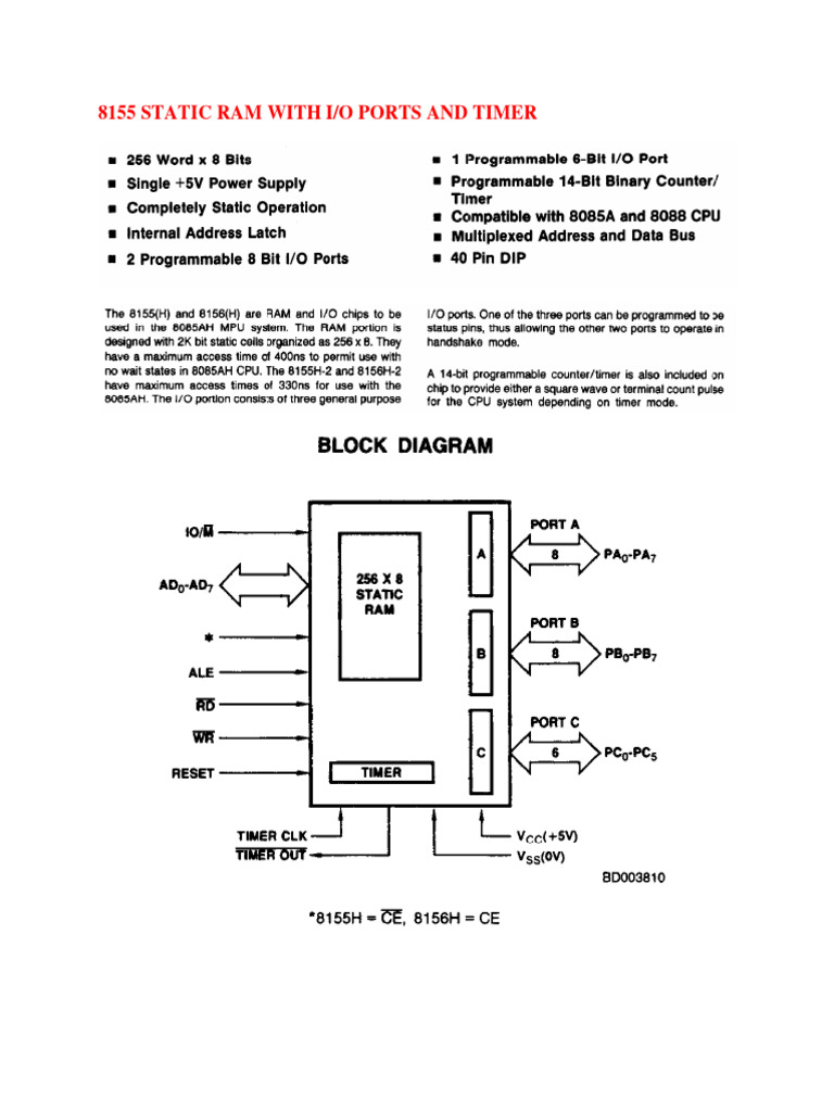 8155 Static Ram With I/O Ports and Timer | Download Free PDF | Input/Output | Computing