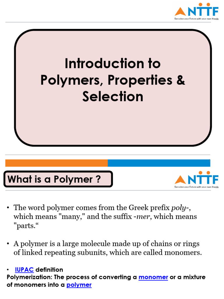 Introduction To Polymers, Properties & Selection | PDF | Polymers | Thermoplastic