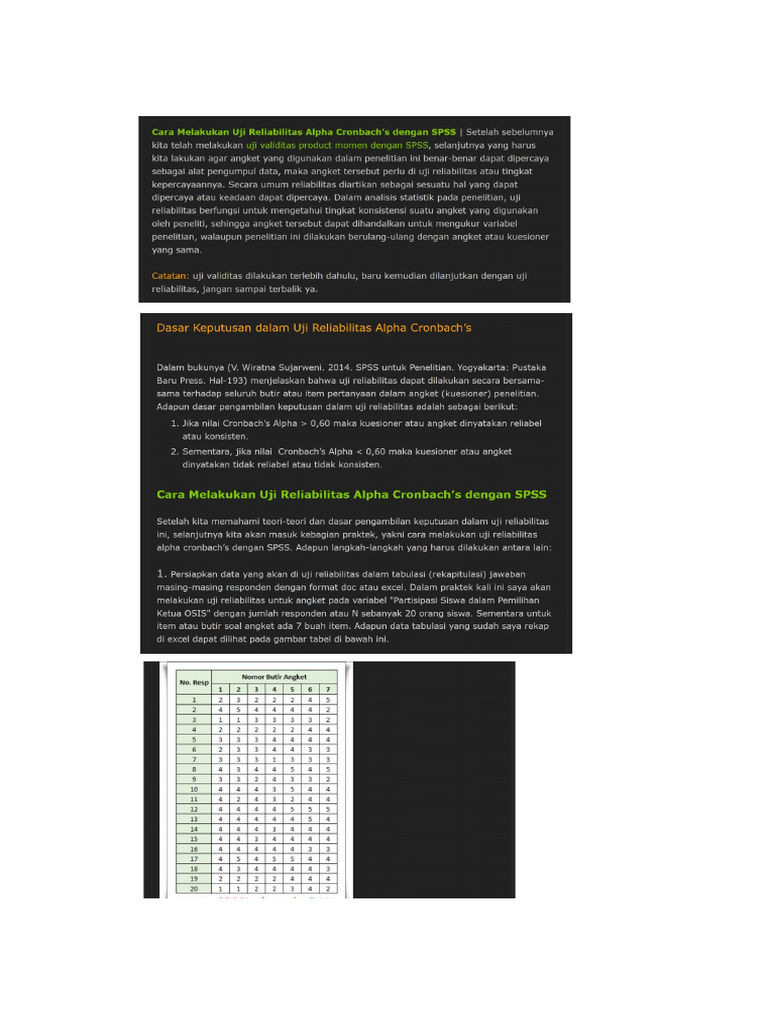 Cara Melakukan Uji Reliabilitas AC | PDF