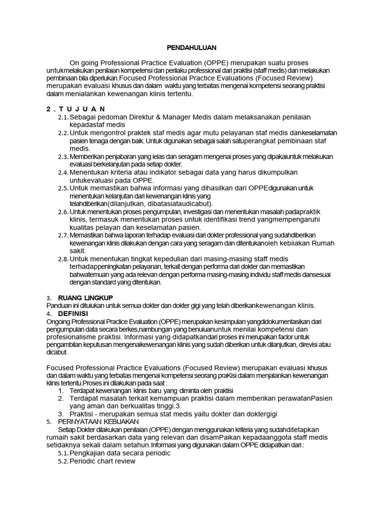 Panduan Dan Kebijakan Evaluasi Oppe | PDF