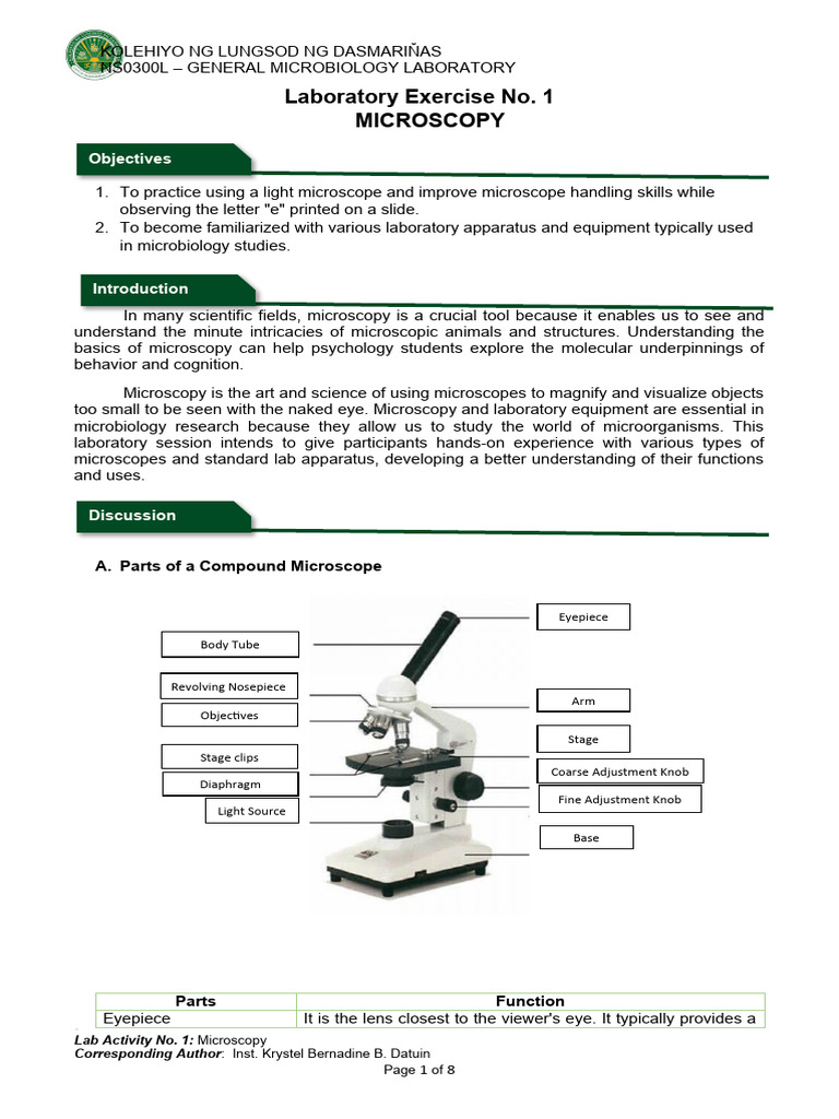 Lab 1 Micros | PDF | Microscope | Sterilization (Microbiology)