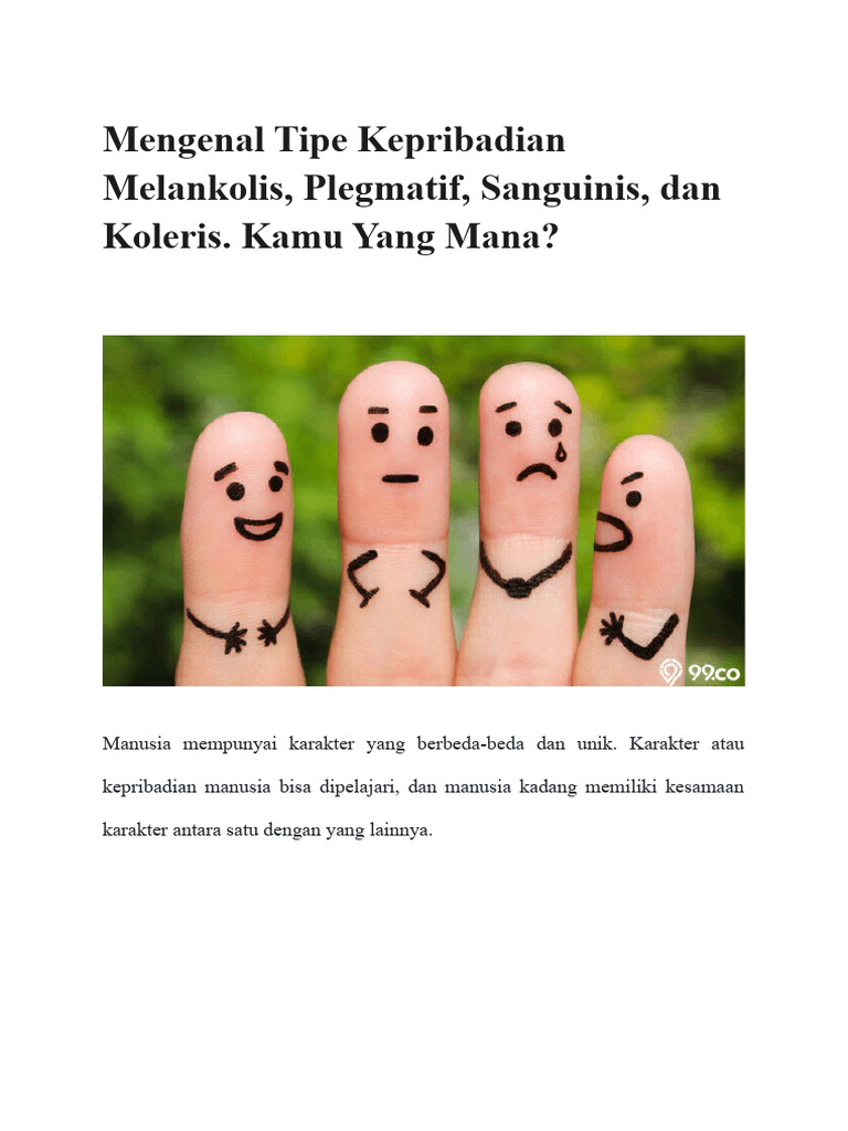 Mengenal Tipe Kepribadian Manusia | PDF | Pengembangan Diri | Kesehatan ...