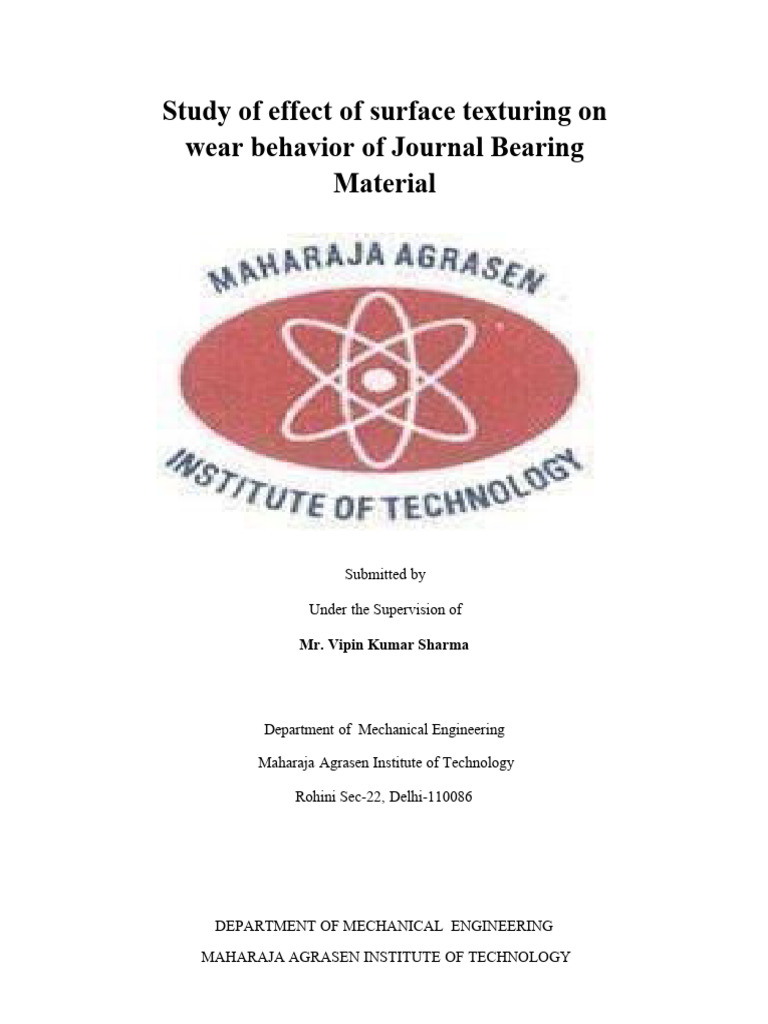 Study of Effect of Surface Texturing | PDF | Friction | Surface Roughness