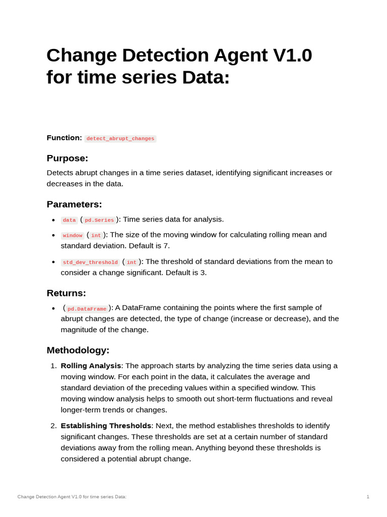 Change Detection Agent V1.0 for time series Data | PDF Change Detection Agent V1.0 for time series Data | PDF