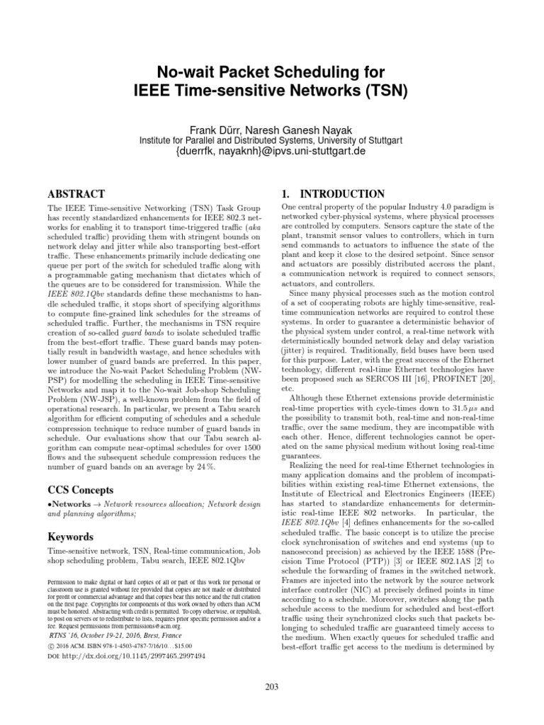 No-Wait Packet Scheduling For | PDF