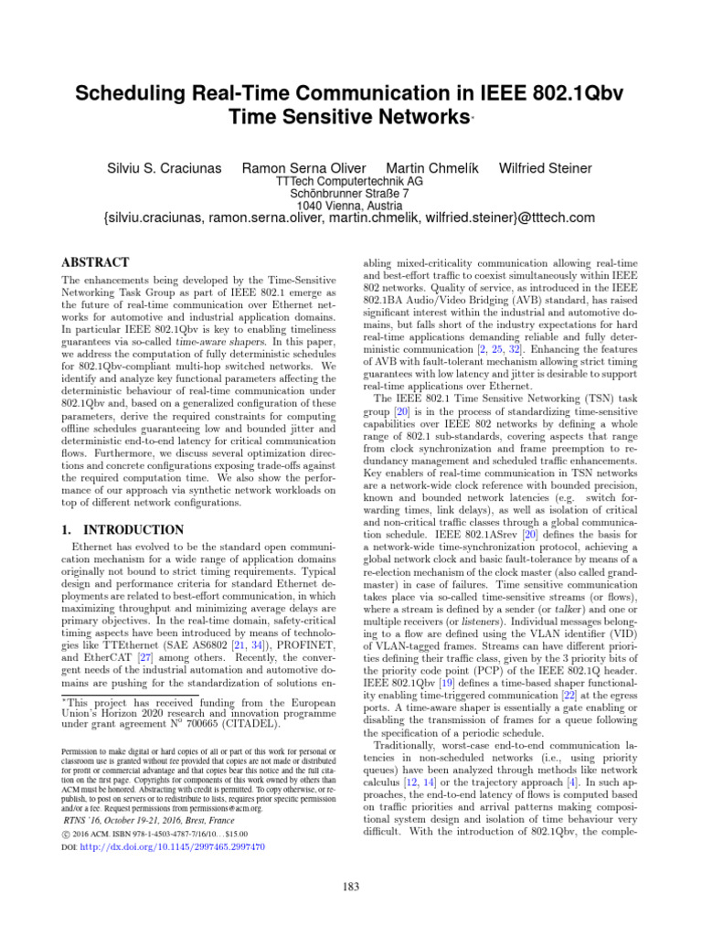 Scheduling Real Time Communication In Ieee 802 1qbv Time Sensitive