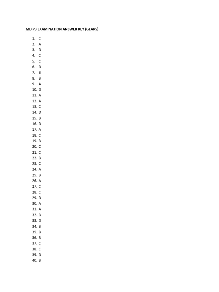 MD P3 Answer Key Gears | PDF | Gear | Manufactured Goods