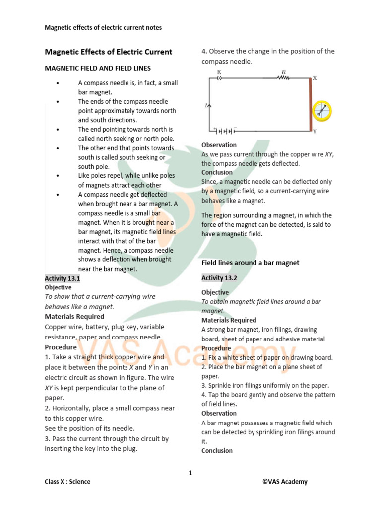 Magnetic Effects of Electric Current | PDF | Magnetic Field | Electromagnetic Induction