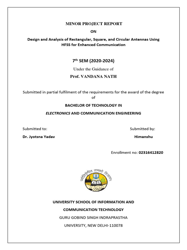 MinorProject For Ece Final Year Students | PDF | Antenna (Radio) | Coaxial Cable